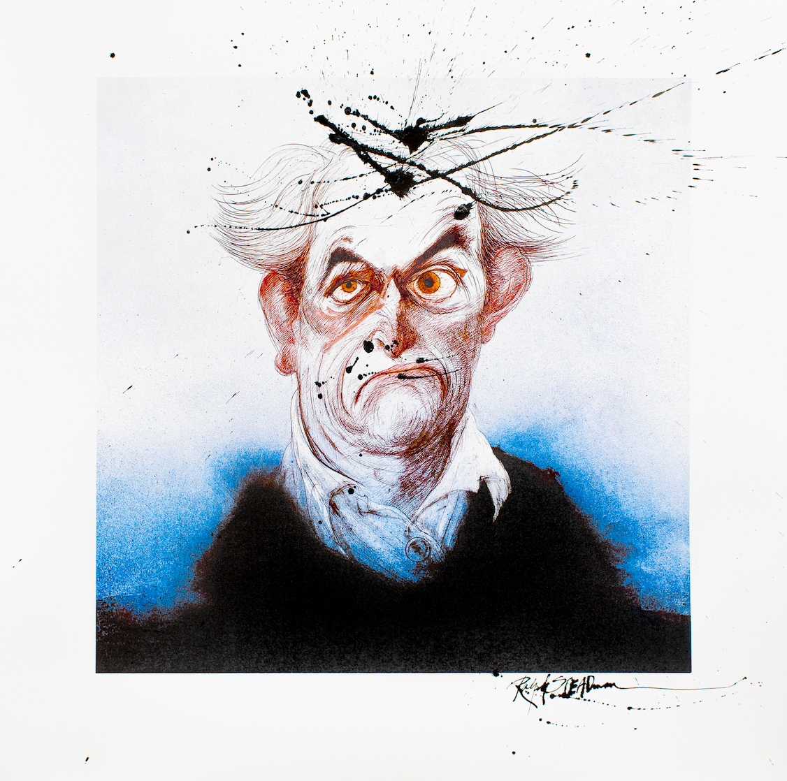Self-portrait print - Splattered – Ralph Steadman Art